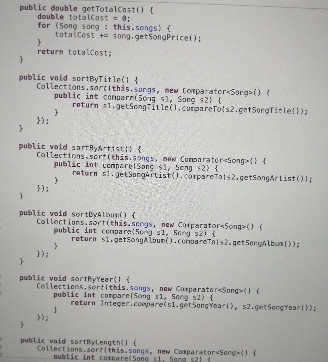 Solved public void sortByLength() \{ Collections.sort(this. | Chegg.com