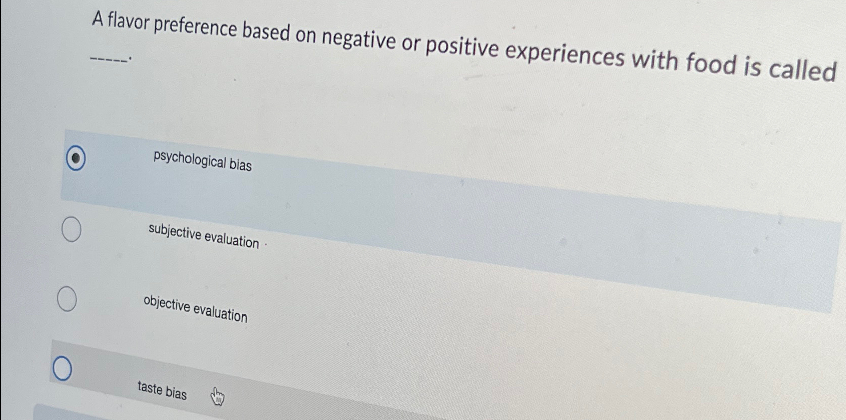 Solved A flavor preference based on negative or positive | Chegg.com