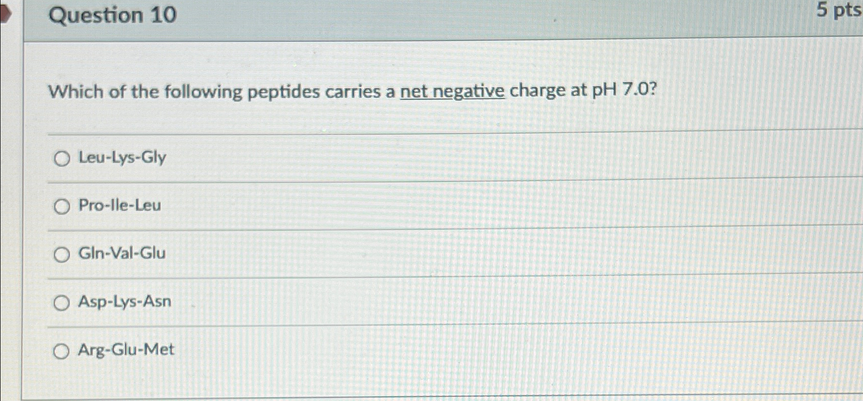 Solved Question 10Which of the following peptides carries a | Chegg.com