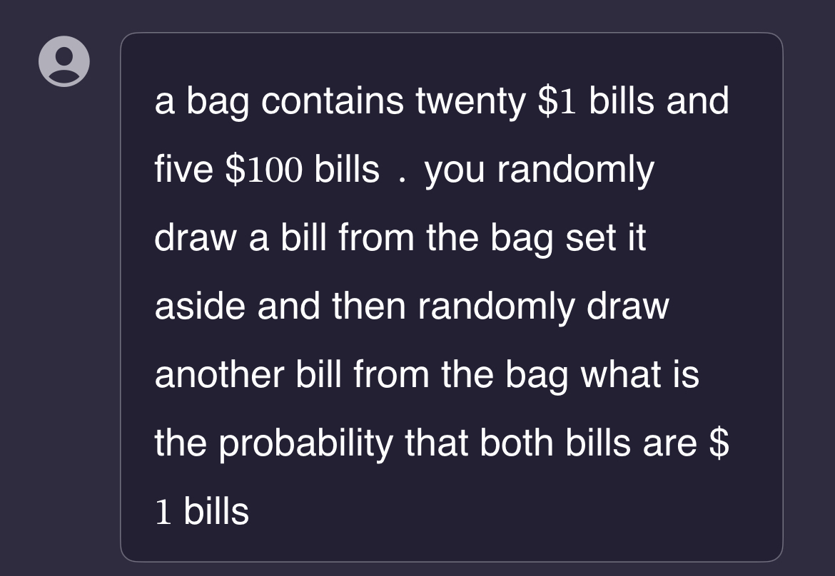 Solved a bag contains twenty $1 ﻿bills and five $100 ﻿bills | Chegg.com