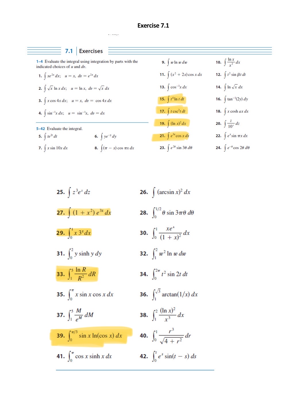 Solved Exercise 7.17.1 ﻿Exercises1-4 ﻿Evaluate the integral | Chegg.com