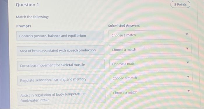 Solved Question 1 Match the following: Prompts Controls | Chegg.com