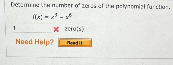 Solved Determine the number of zeros of the polynomial | Chegg.com