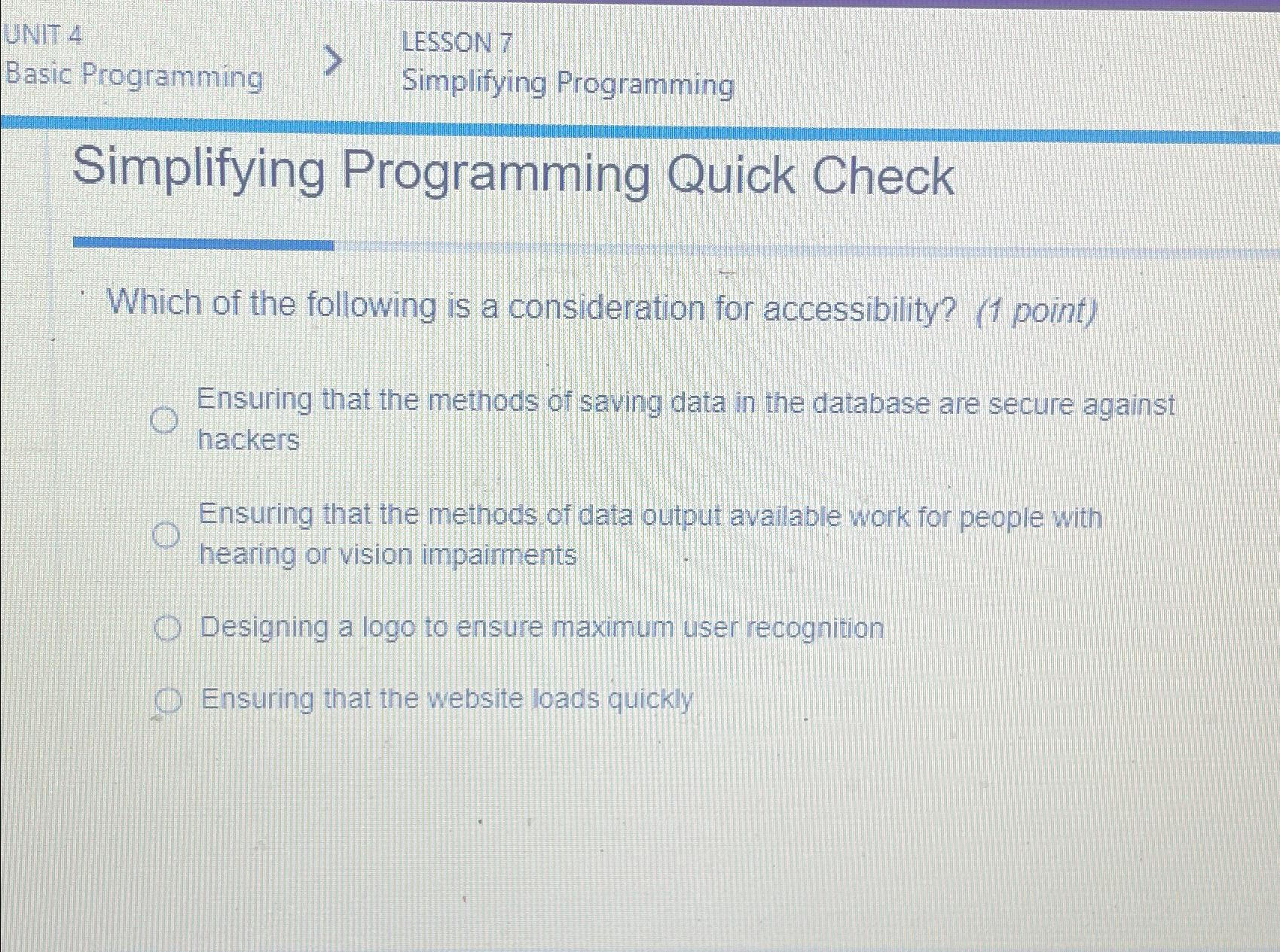 Solved UNIT 4LESSON 7Basic ProgrammingSimplifying | Chegg.com