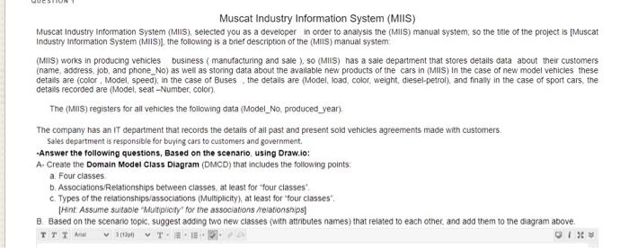 Solved MUE Muscat Industry Information System (MIS) Muscat | Chegg.com