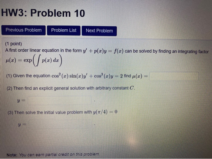 Solved HW3: Problem 10 Previous Problem Problem List Next | Chegg.com Solved HW3: Problem 10 Previous Problem Problem List Next | Chegg.com