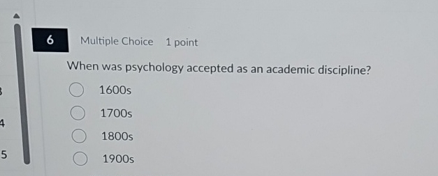 Solved Multiple Choice 1 ﻿pointWhen was psychology accepted | Chegg.com