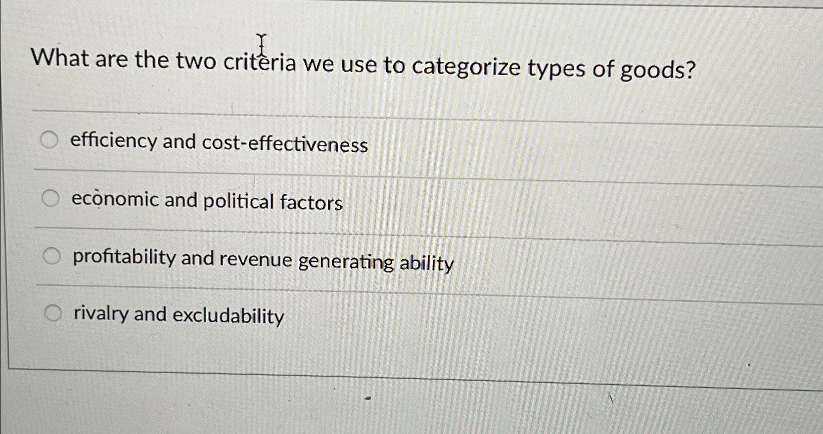 Solved What are the two criteria we use to categorize types | Chegg.com