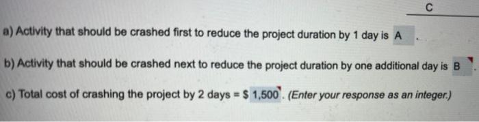 Solved C a) Activity that should be crashed first to reduce | Chegg.com