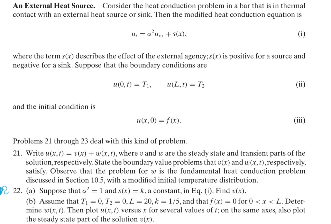 Solve for problem 22 . ﻿An External Heat Source. | Chegg.com