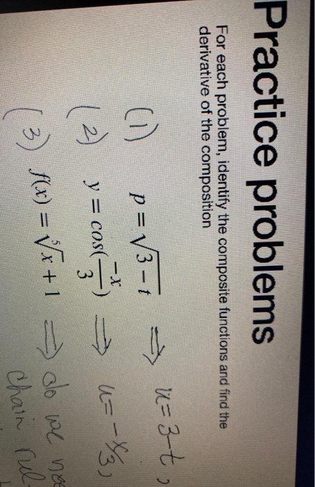 Solved Practice problems For each problem, identify the | Chegg.com