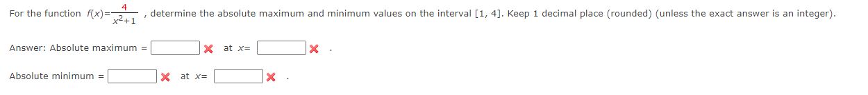 Solved For the function f(x)=4x2+1, ﻿determine the absolute | Chegg.com