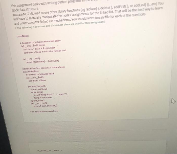 Solved This assignment deals with writing python Node data | Chegg.com