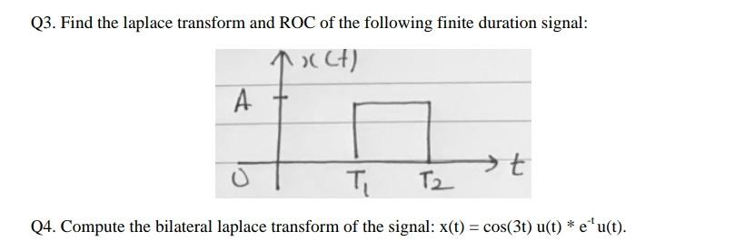 Solved Q3. Find the laplace transform and ROC of the | Chegg.com