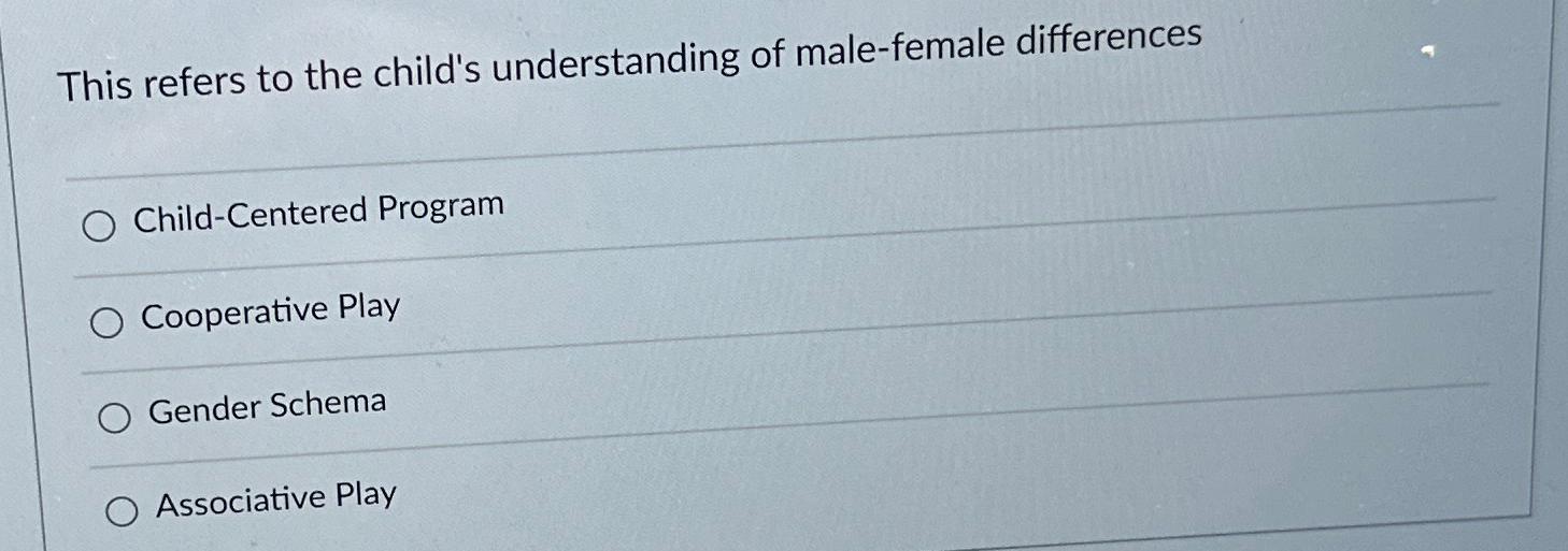 Solved This refers to the child's understanding of | Chegg.com