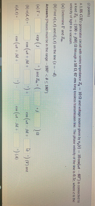 Solved (2 points) A 1.05 GHz generator circuit with series | Chegg.com