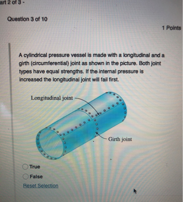 Solved art 2 of 3 - Question 3 of 10 1 Points A cylindrical | Chegg.com