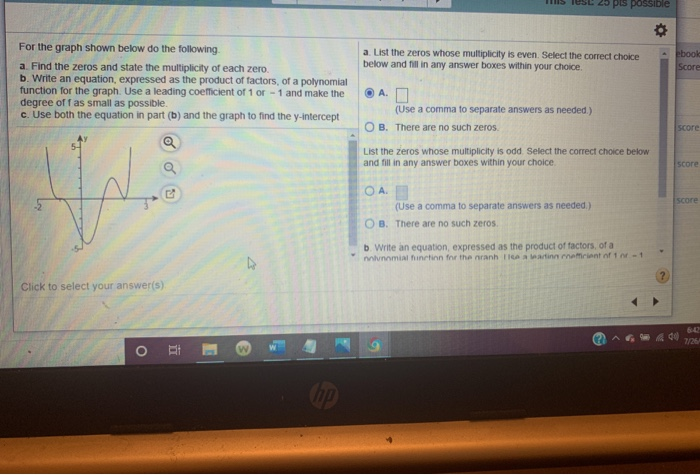 Solved 2 pis possible a List the zeros whose multiplicity is | Chegg.com