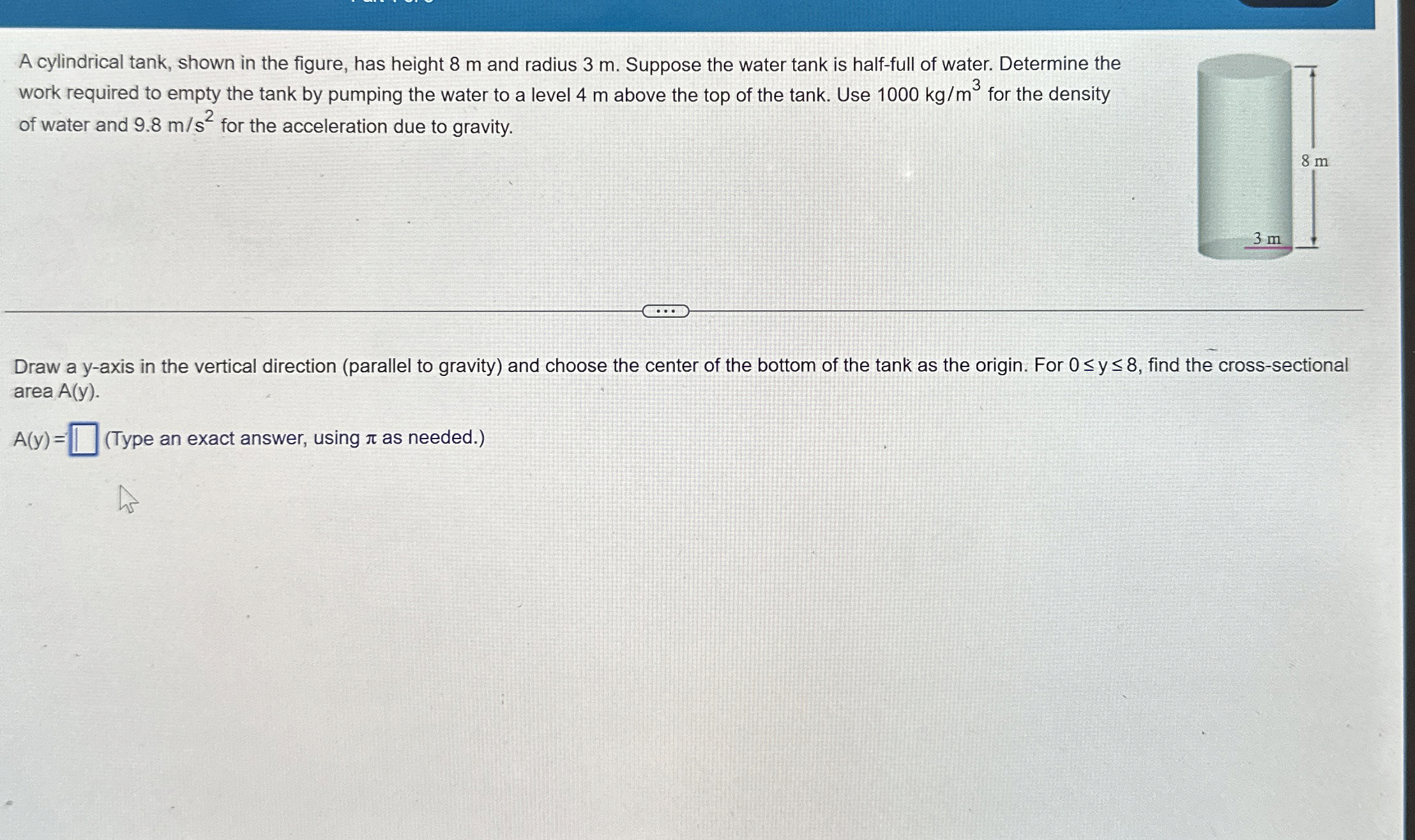 Solved A cylindrical tank, shown in the figure, has height | Chegg.com
