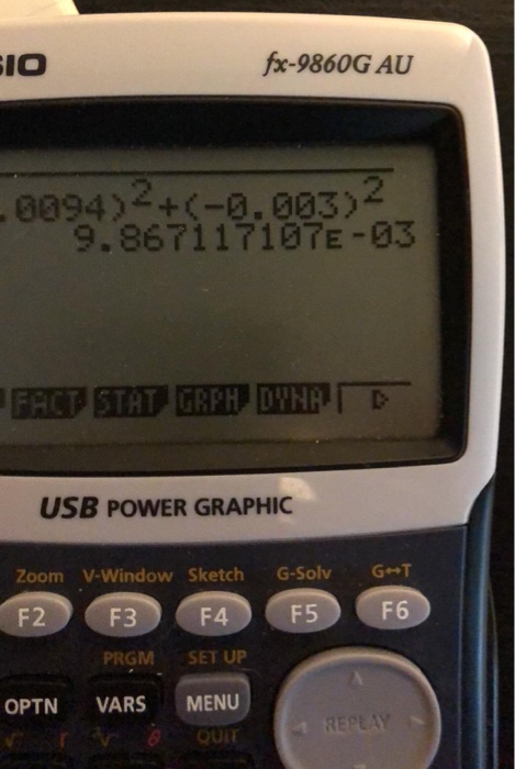 Solved GIO fx-9860G AU FACT STAT GRPH DYNPD USB POWER | Chegg.com