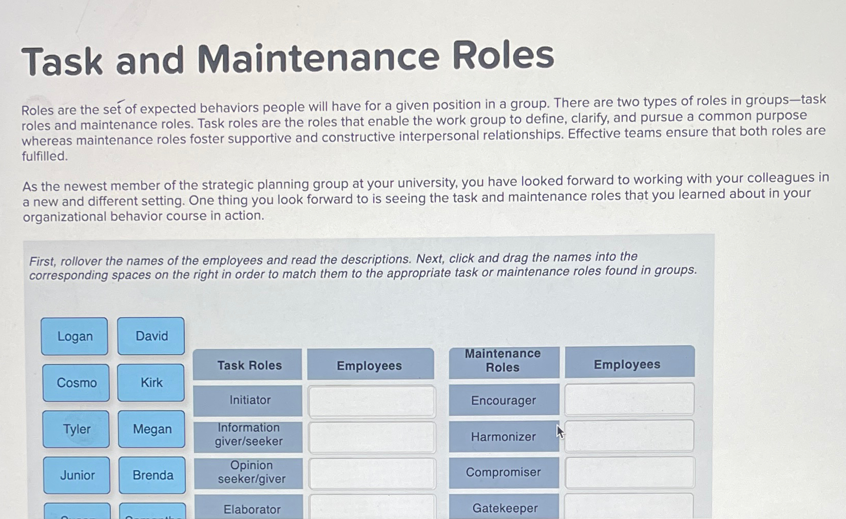 Solved Task and Maintenance RolesRoles are the set of | Chegg.com