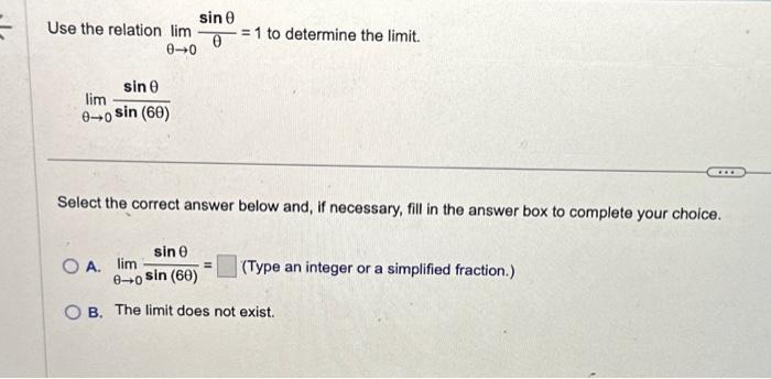 Use the relation lim 0-0 sin 0 lim 0-0 sin (60) sin 0 | Chegg.com