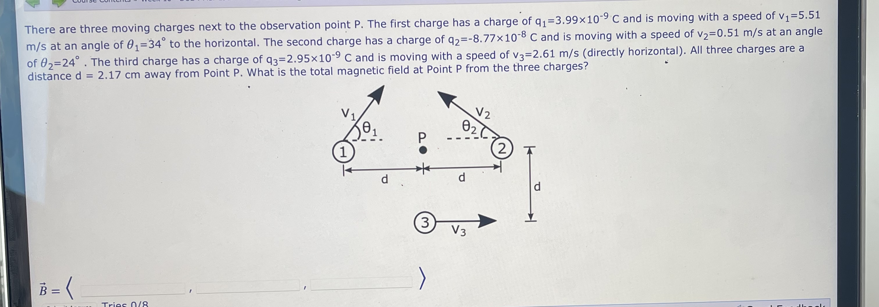 Solved There are three moving charges next to the | Chegg.com