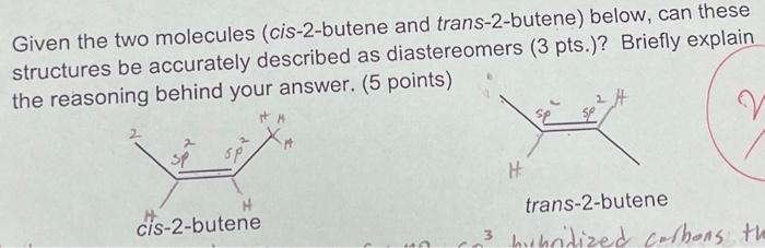 Solved Given the two molecules (cis-2-butene and | Chegg.com