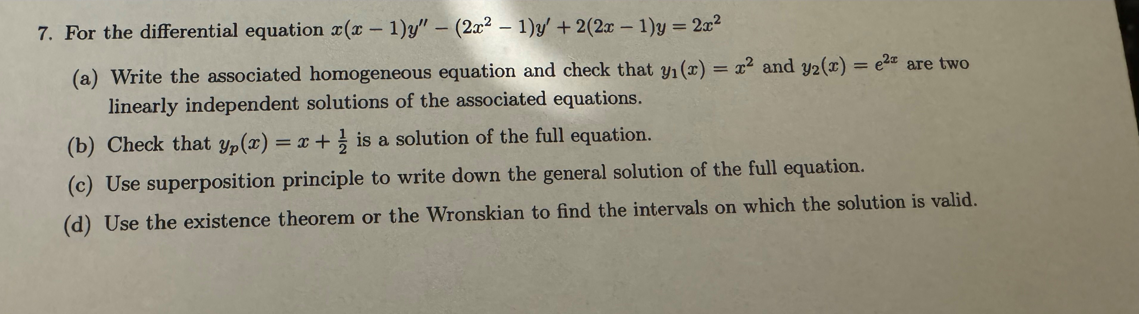 Solved For the differential equation | Chegg.com