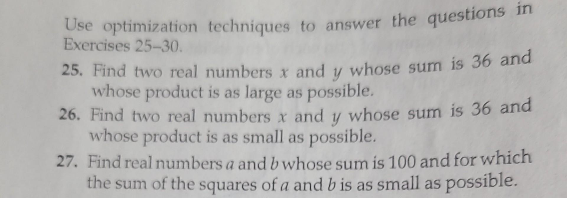 Solved Use optimization techniques to answer the questions | Chegg.com
