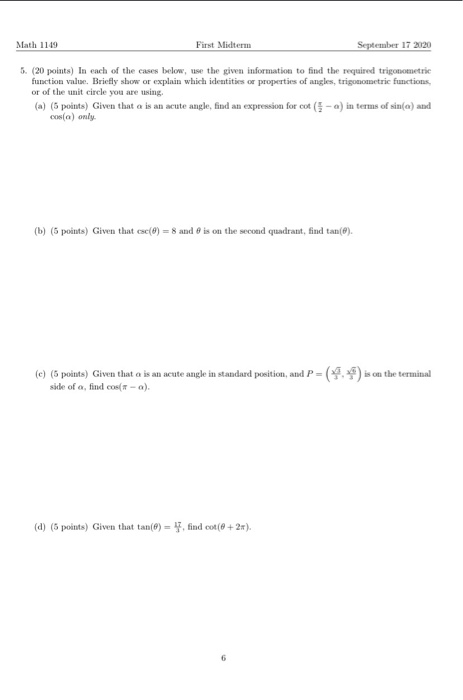 Solved 5c says square root of 3 over 3 and SQUARE ROOT OF 6 | Chegg.com