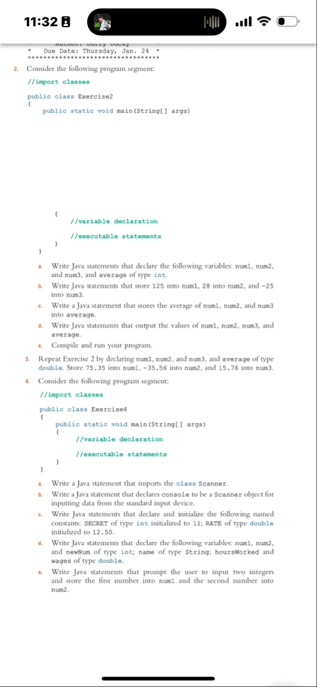 Solved 11:32 目||||||Consider the following program segment: | Chegg.com