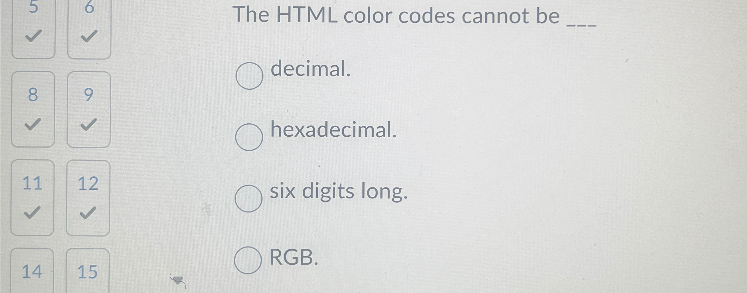 The HTML color codes cannot be q, | Chegg.com