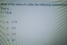 Solved What is the value of x ﻿after the following | Chegg.com