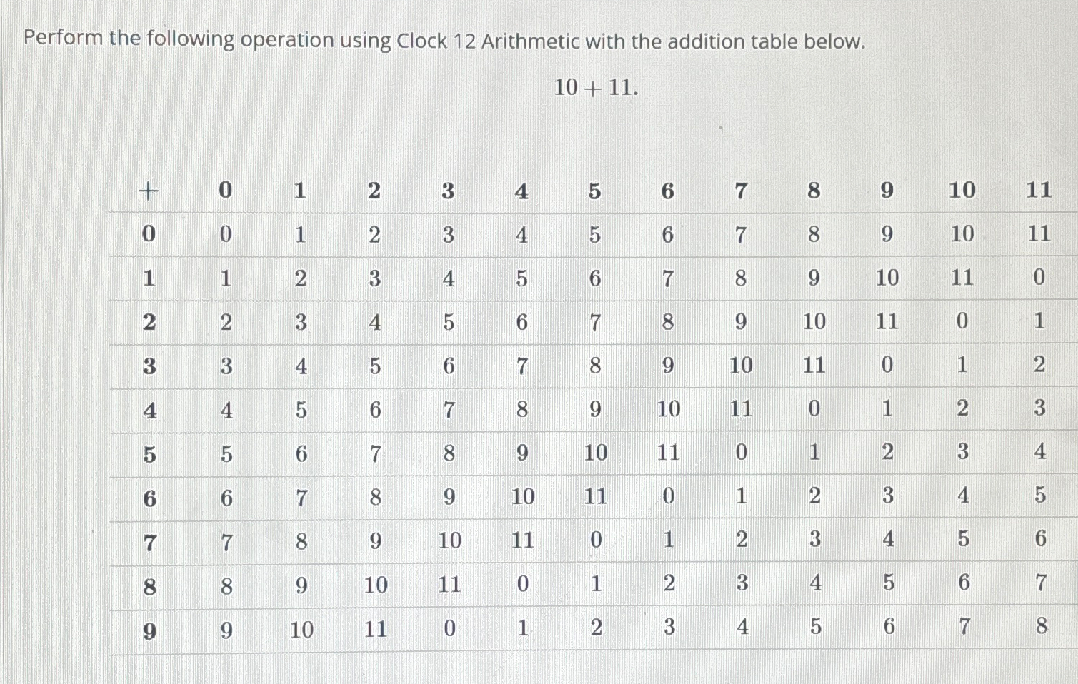Solved Perform the following operation using Clock 12 | Chegg.com
