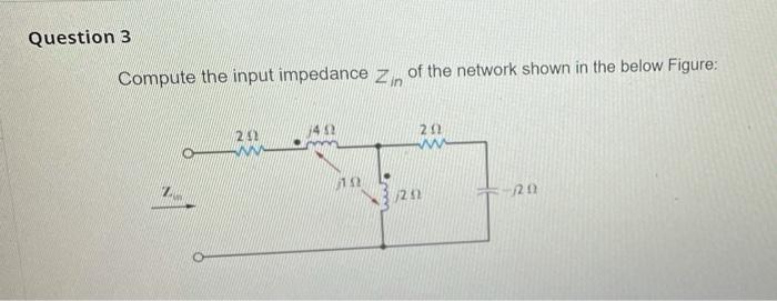Solved Question 3 Compute the input impedance zin of the | Chegg.com
