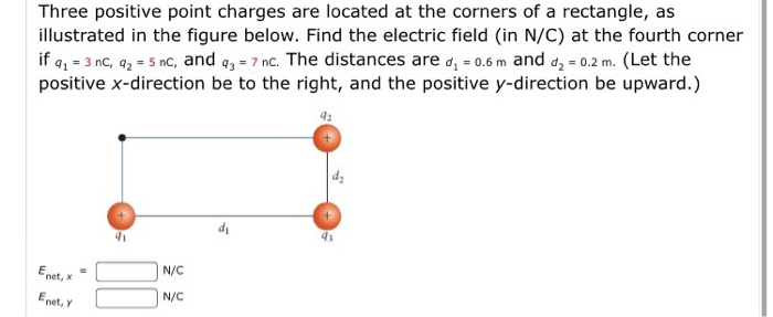 Solved Three positive point charges are located at the | Chegg.com
