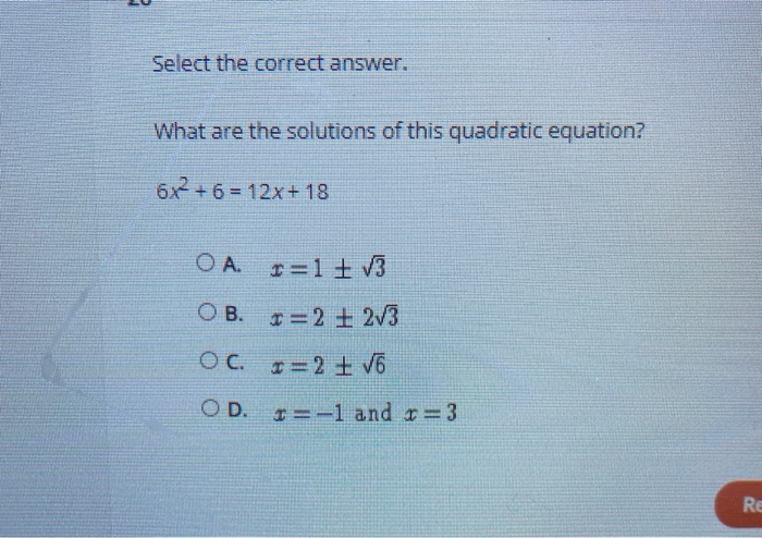 Solved Select the correct answer. What are the solutions of | Chegg.com