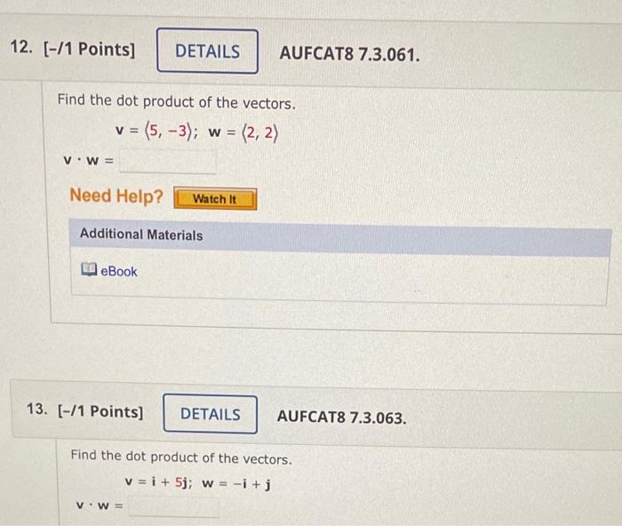 Solved 12. [-/1 Points] DETAILS AUFCAT8 7.3.061. Find the | Chegg.com