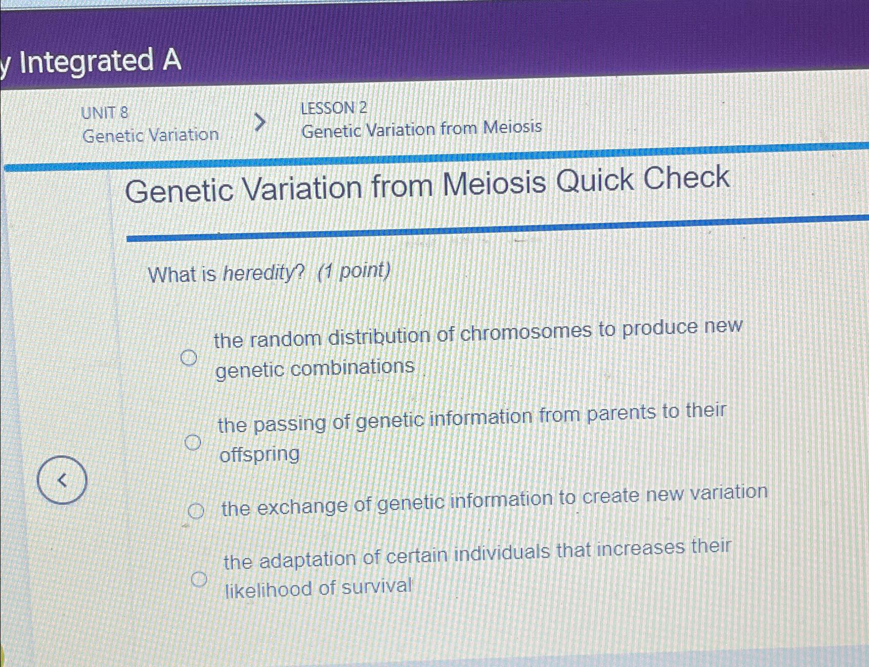 Solved Integrated AUNIT 8LESSON 2Genetic VariationGenetic | Chegg.com