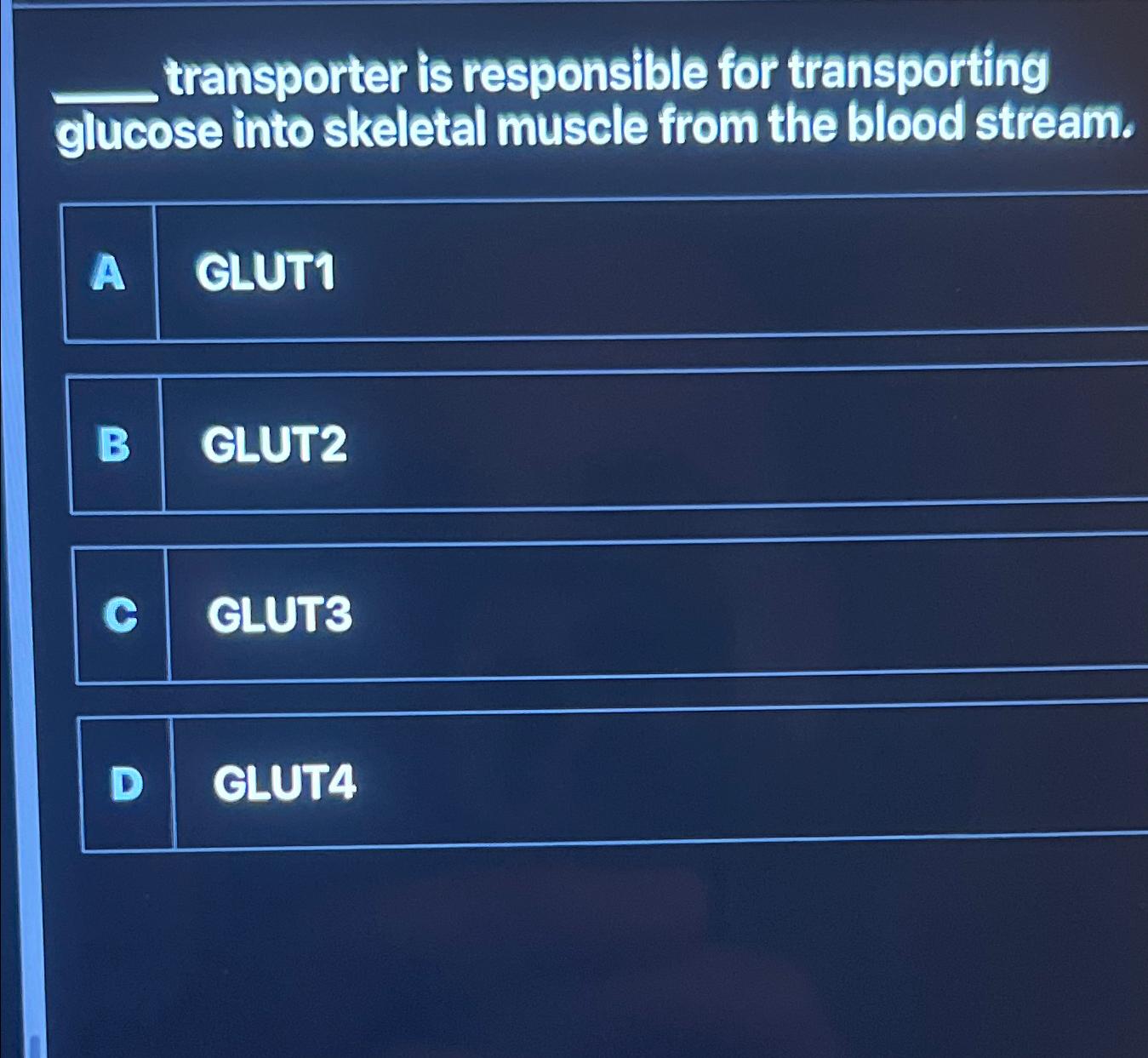 Solved transporter is responsible for transporting glucose | Chegg.com
