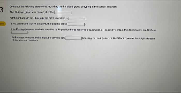 Solved Complete the following statements regarding the Rh | Chegg.com