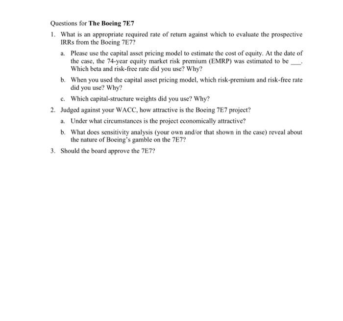 Questions for The Boeing 7E7 1. What is an | Chegg.com