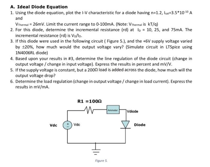 Solved A. Ideal Diode Equation 1. Using the diode equation, | Chegg.com