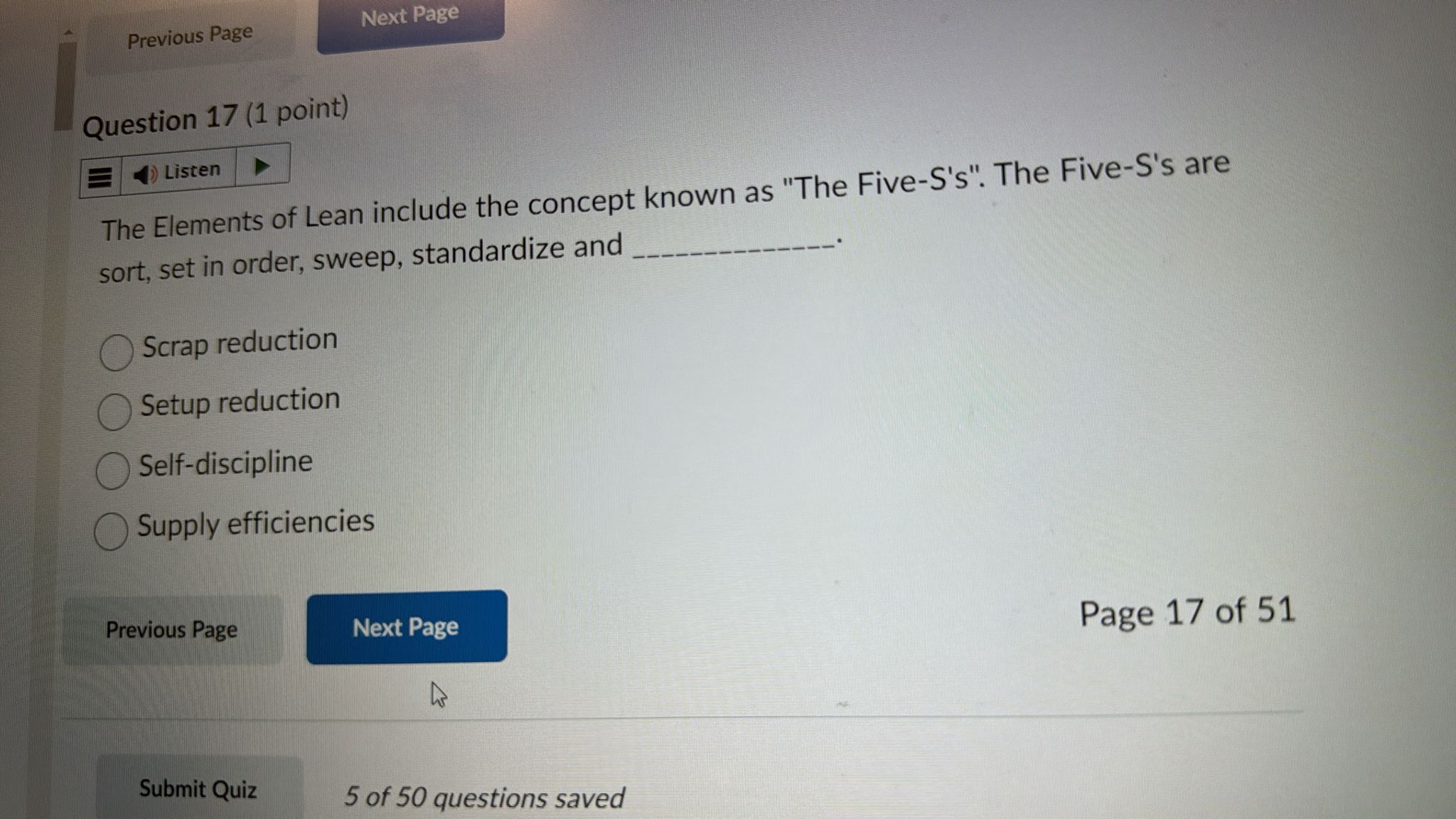 Solved Previous PageQuestion 17 (1 ﻿point)The Elements of | Chegg.com