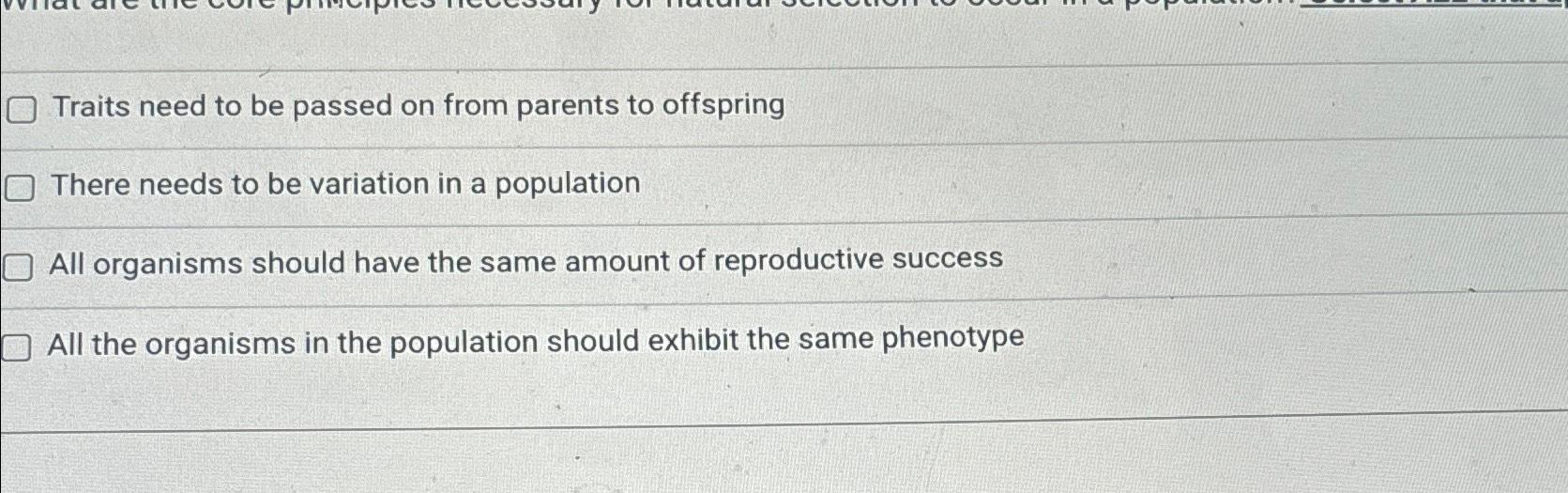 Solved Traits need to be passed on from parents to | Chegg.com