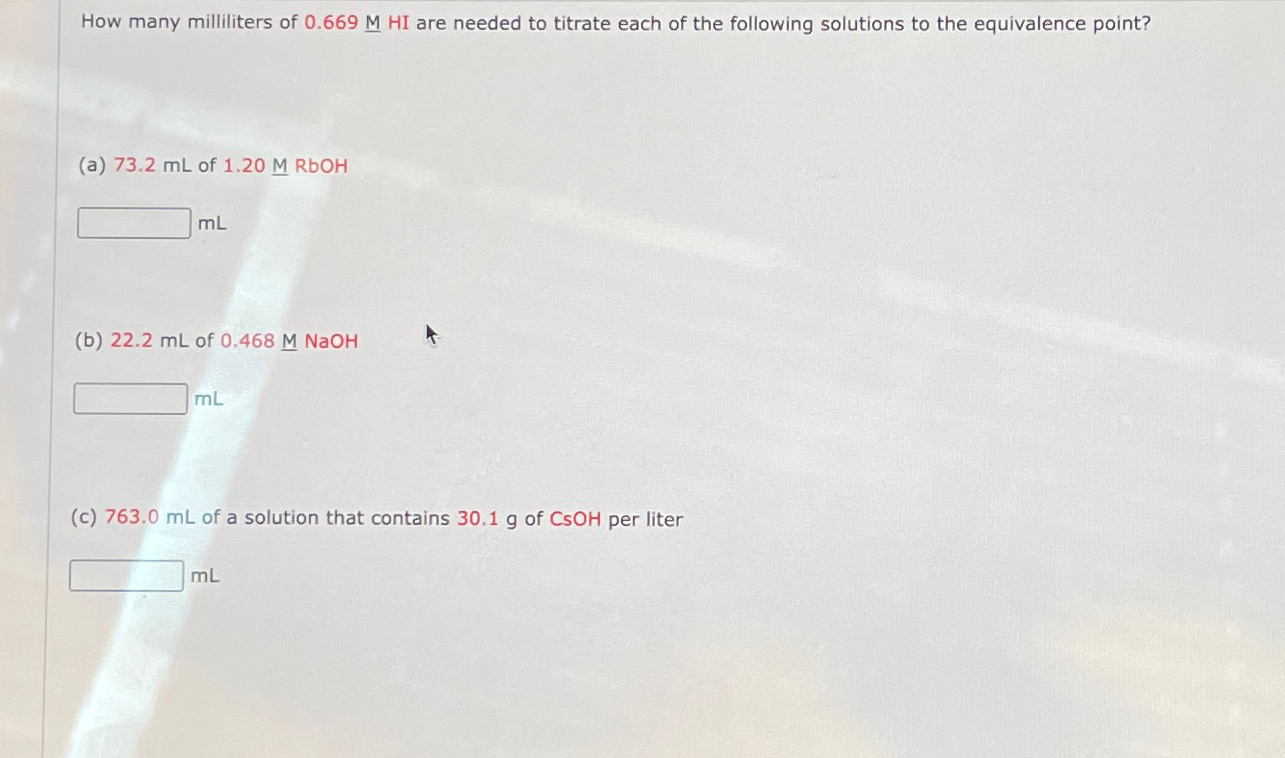 Solved How many milliliters of 0.669MHI are needed to | Chegg.com