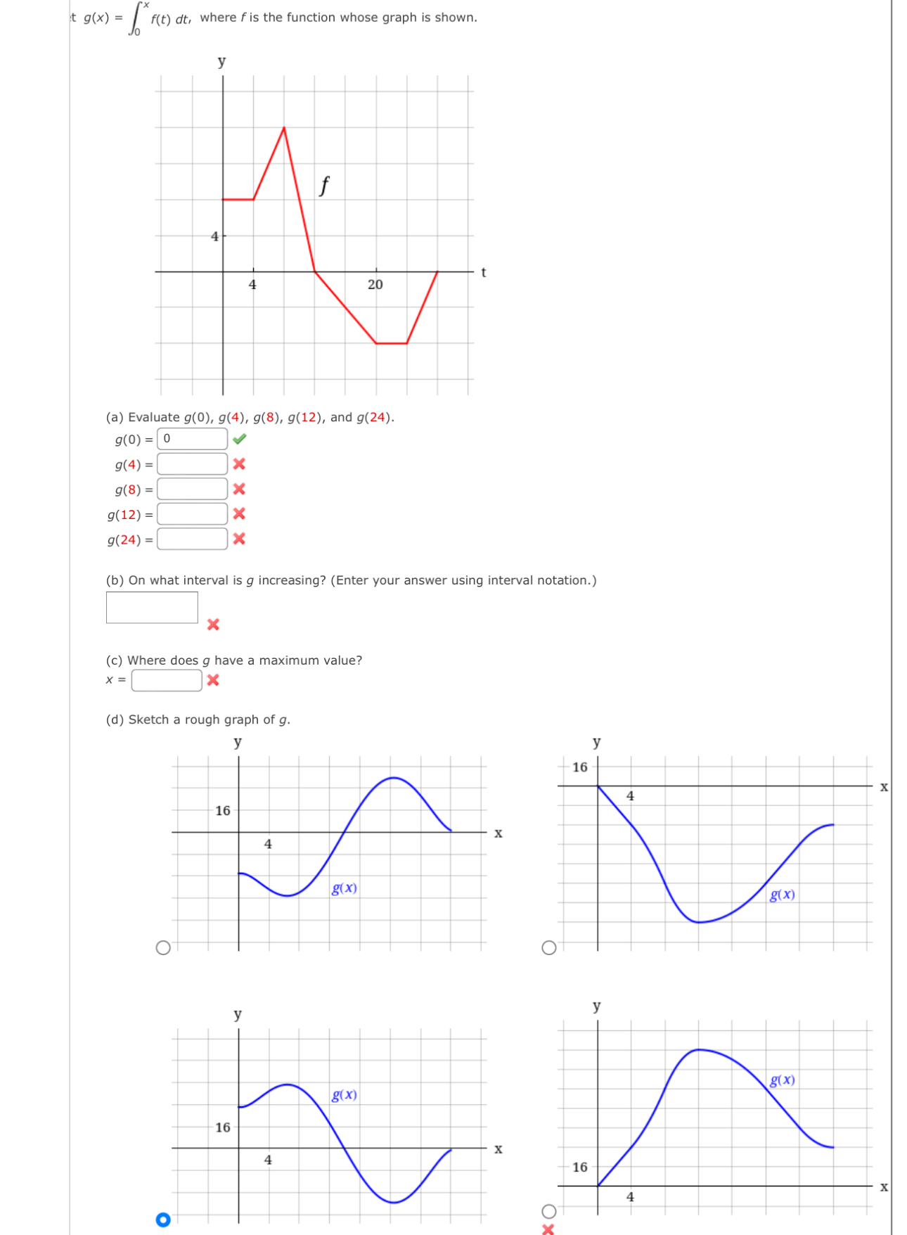 Solved t g(x)=∫0xf(t)dt, ﻿where f ﻿is the function whose | Chegg.com