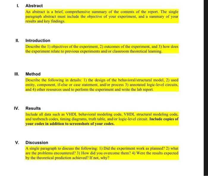 I. Abstract An abstract is a brief, comprehensive | Chegg.com