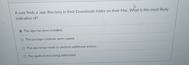 Solved A user finds a .app directory in their Downloads | Chegg.com